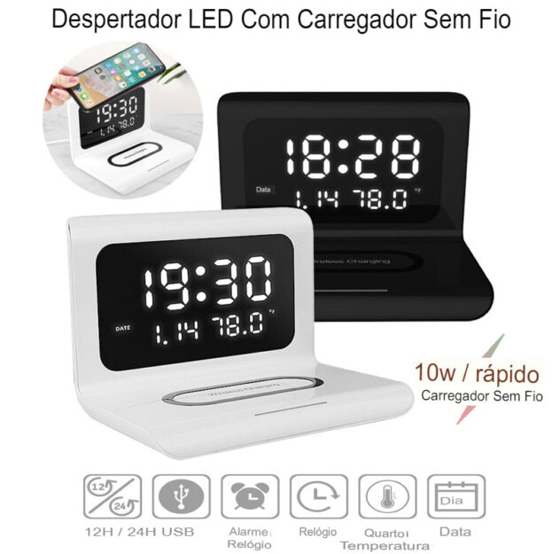 DigitalStation 4 em 1 Multifuncional - Carregador por Indução, Hora ...